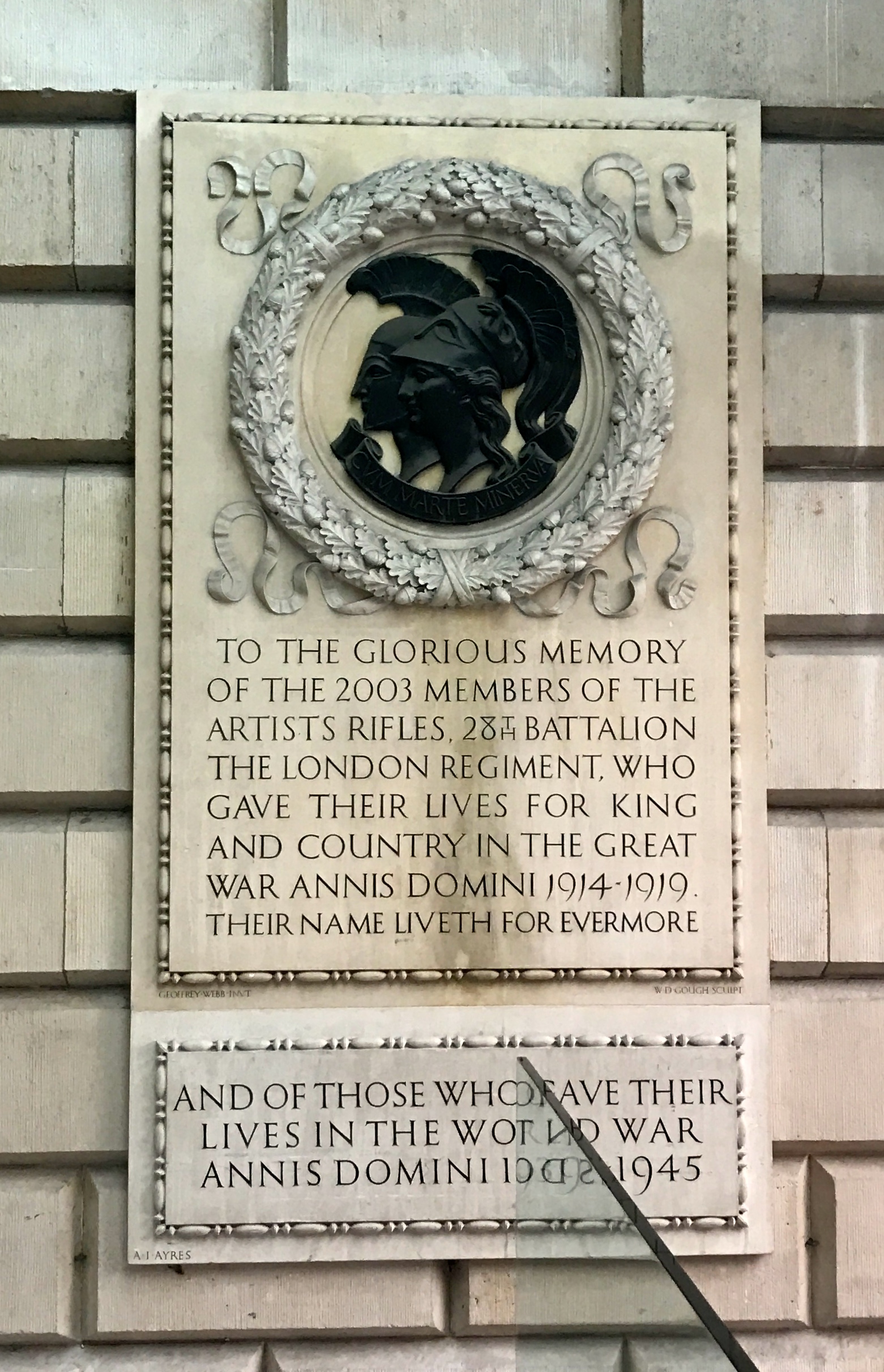 Memorial to Artists Rifles at Royal Academy | First World War Memorials